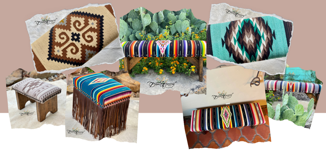 Vintage Southwestern Rug Bench – Desert Canary