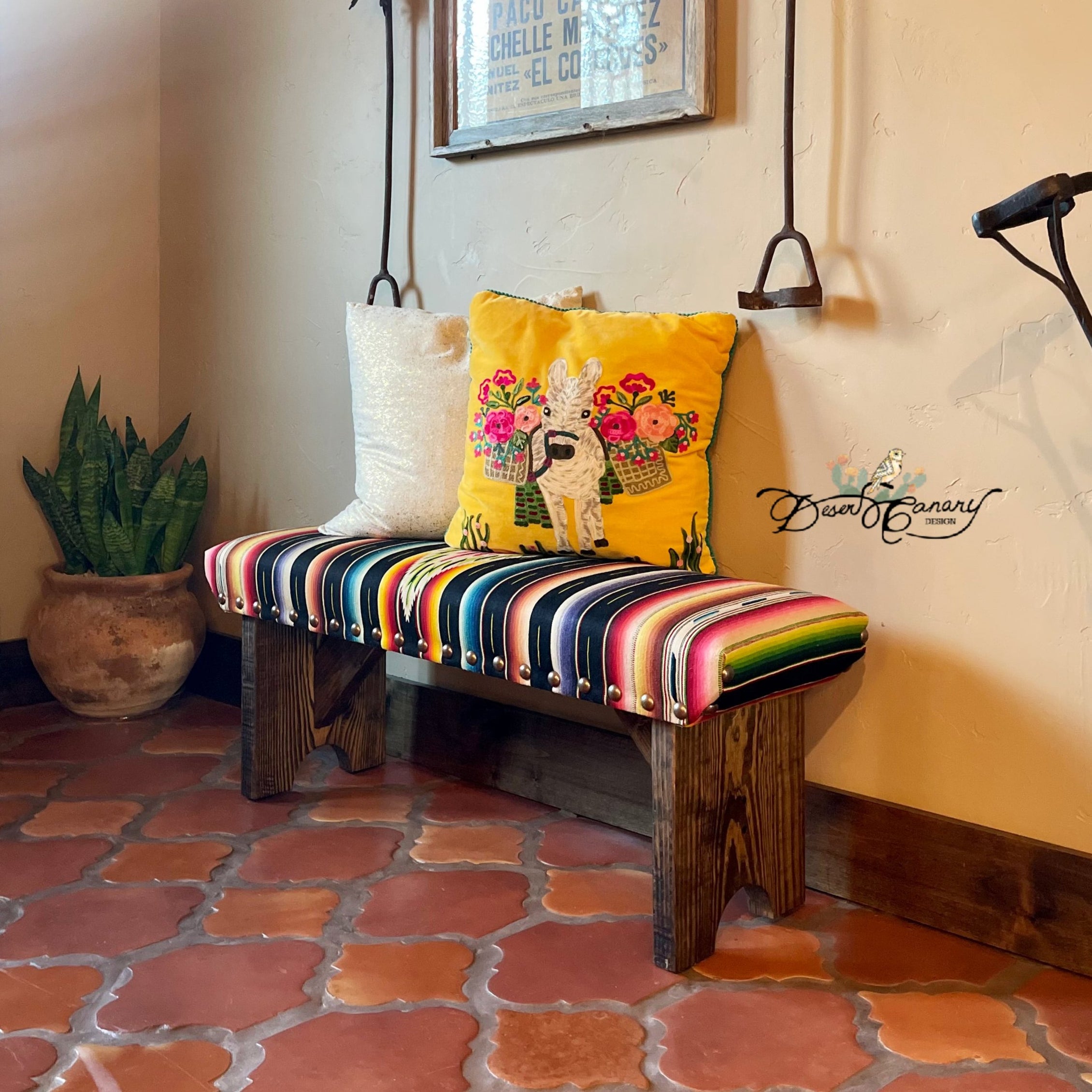 Vintage Southwestern Rug Bench – Desert Canary